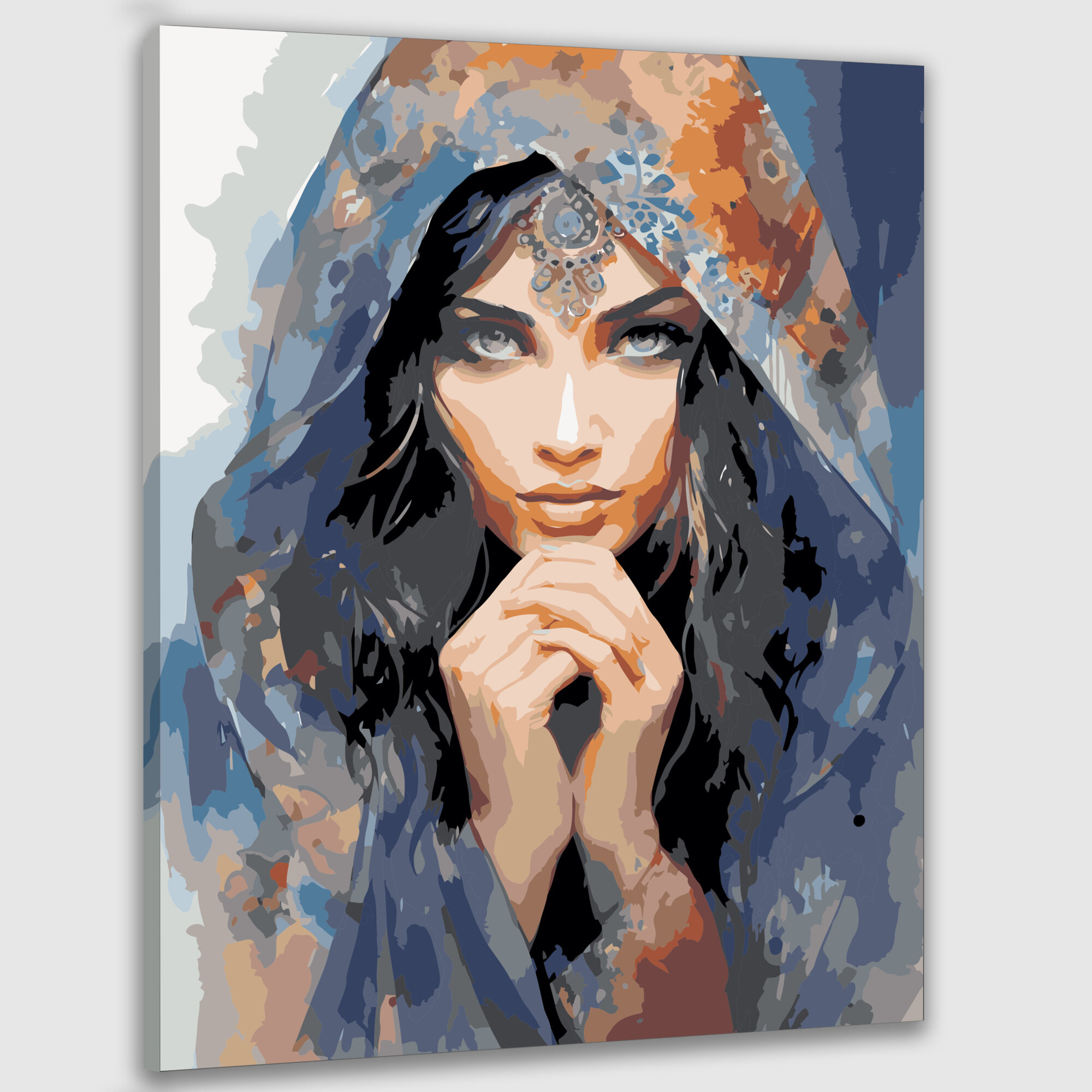 Картина по номерам 40x50 см, акварельная картина, гадалка, мистическая, глаза, древняя мудрость, руки, хна