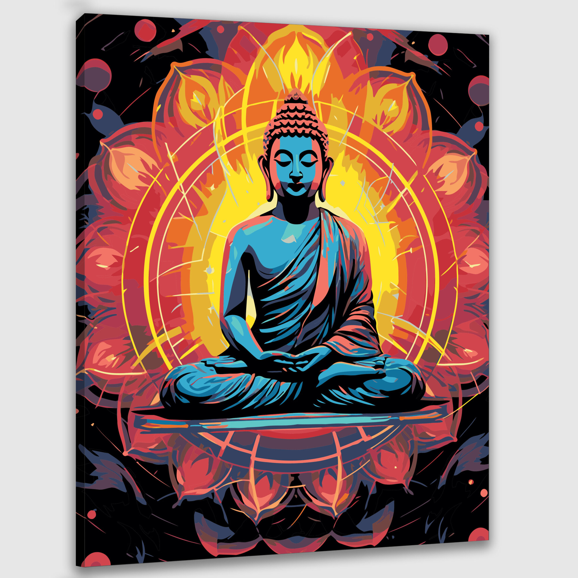 Картина по номерам 40x50 см, Будда, цифровая иллюстрация, современный стиль, яркие цвета, духовное просветление