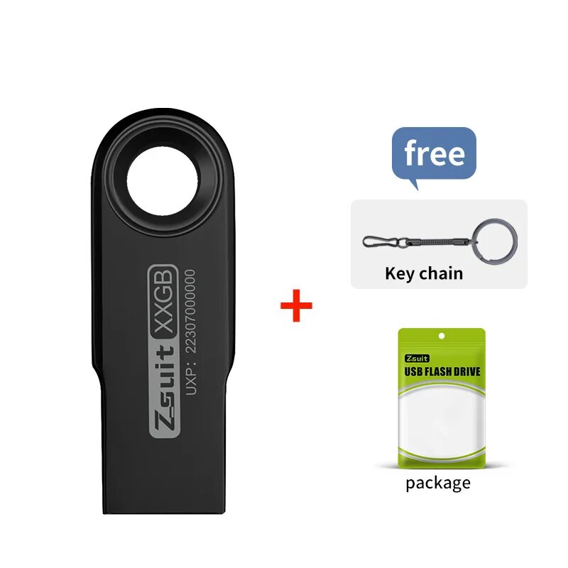 ZSUIT USB-флешка 16ГБ, черный, с брелоком