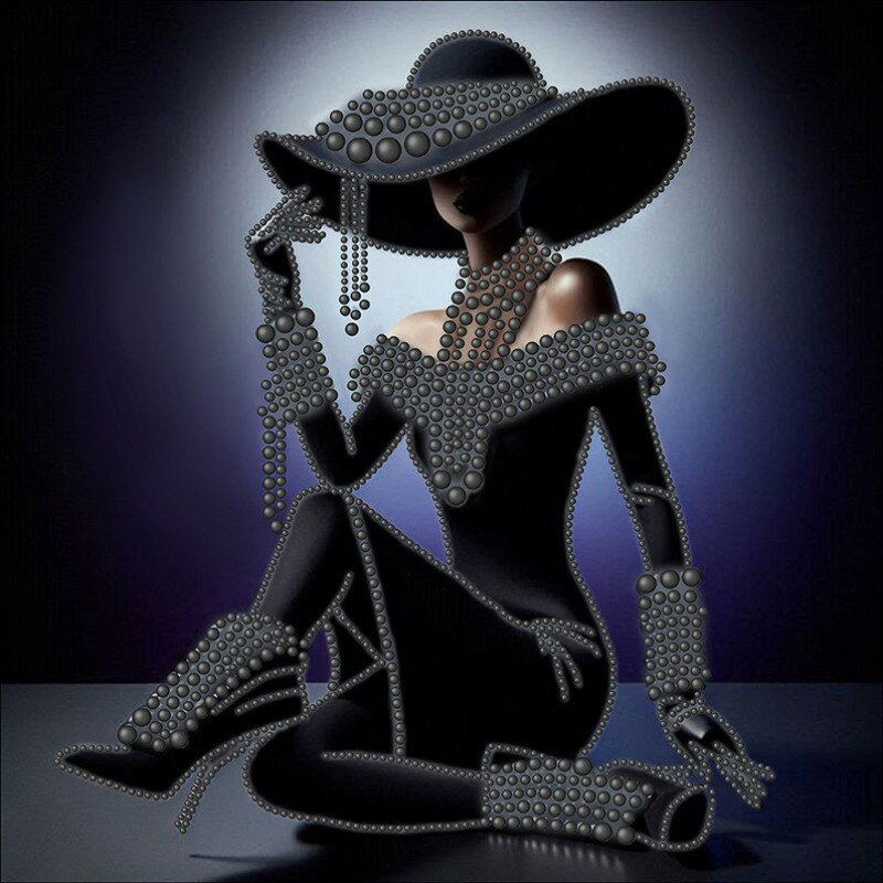 Канва с рисунком Larkes #К3679 Черный жемчуг, Вышивка бисером, 26 х 26 см (Бисер в комплект не входит.)