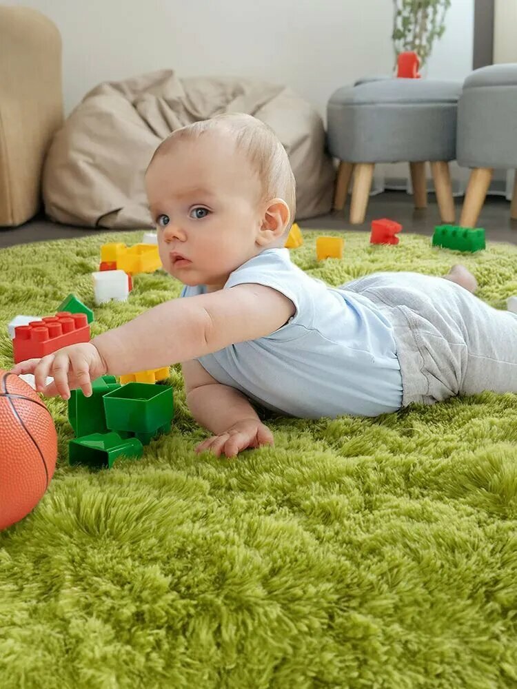 Ковровая дорожка, травянсто-зеленая, антискользящая, шерсть и хлопок, длина 1,6x2,3 м