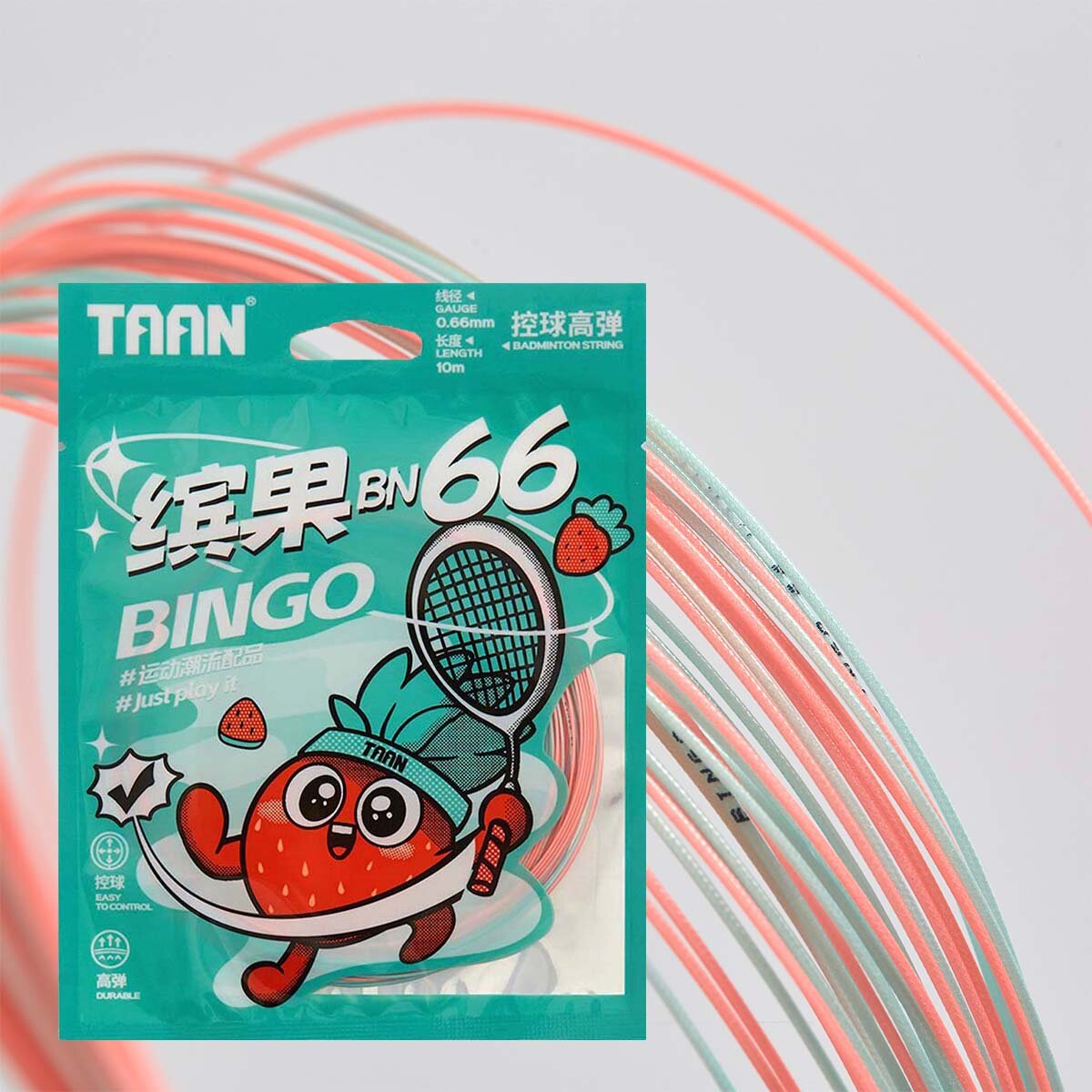 Струна TAAN BINGO 66, для бадминтона, BLUE/PINK, длина 10 м, 1шт