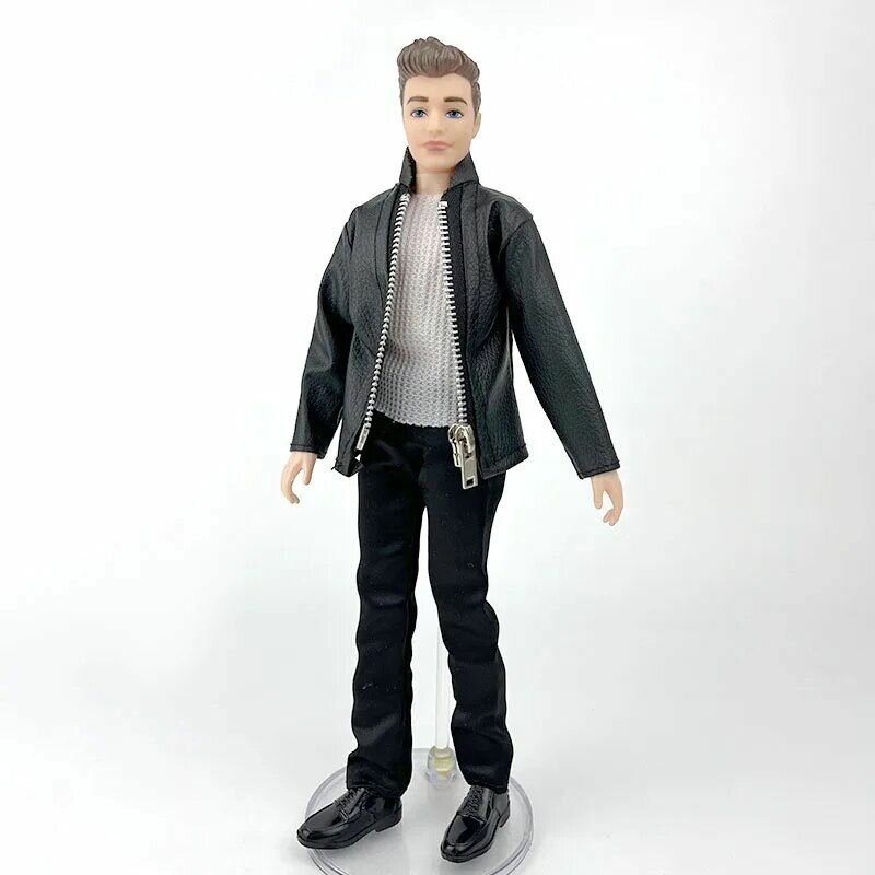 Комплект одежды из черной кожи в мотоциклетном стиле для куклы мальчика Кена