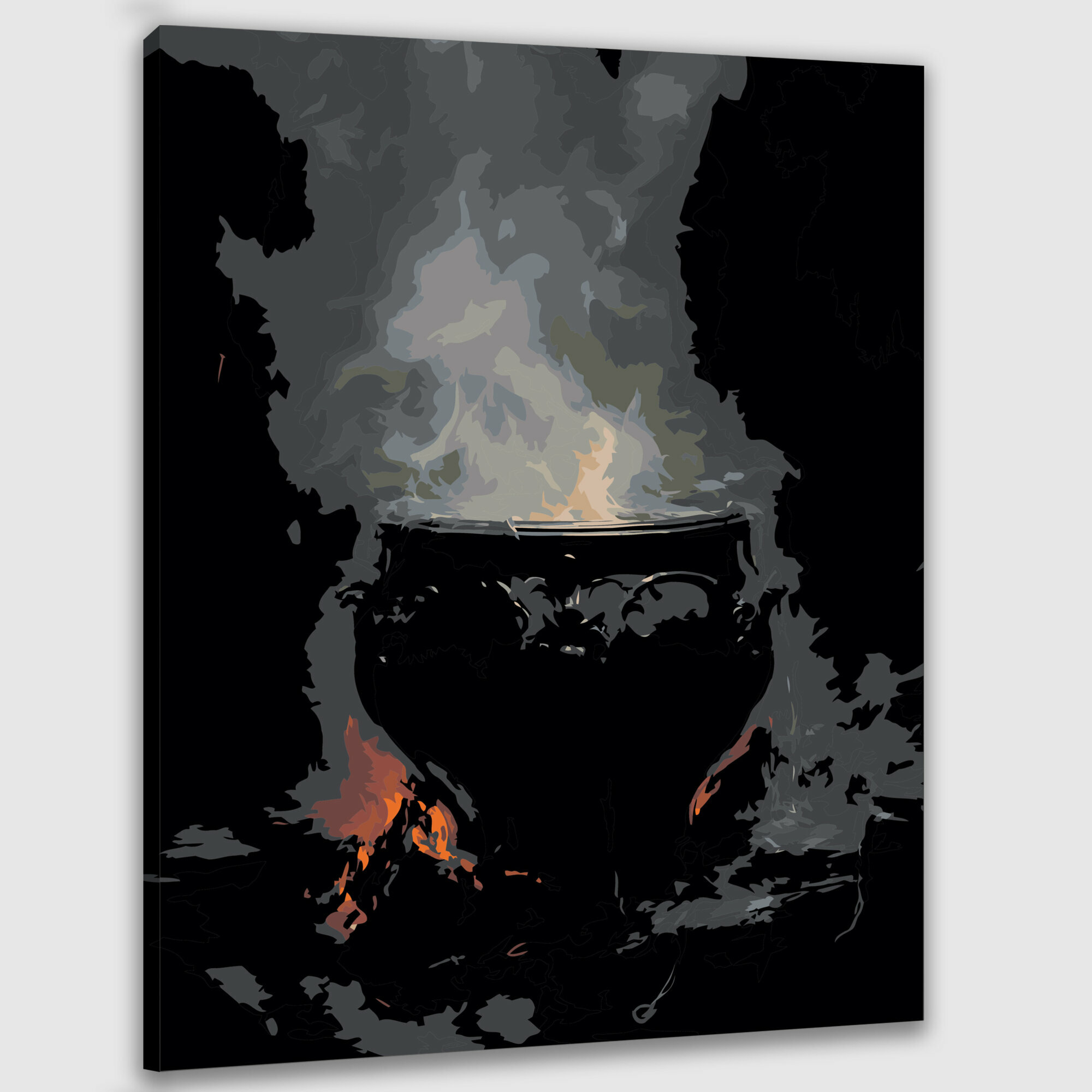 Картина по номерам 40x50 см, котел, дым, свечи, свет, мистицизм, интрига, тайны, завораживающая фотография