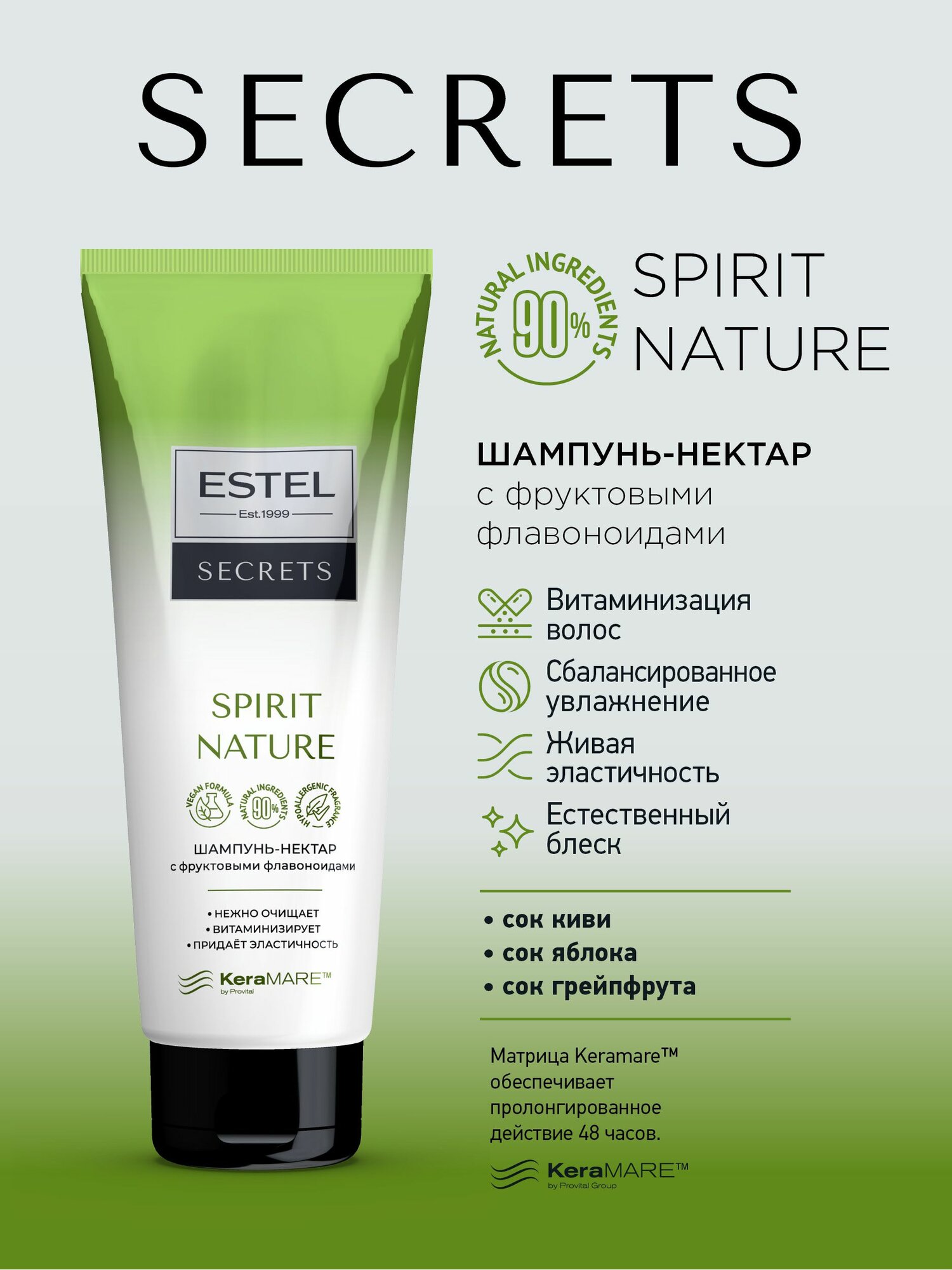ESTEL Шампунь-нектар с фруктовыми флавоноидами для волос, SECRETS SPIRIT NATURE, 250 мл