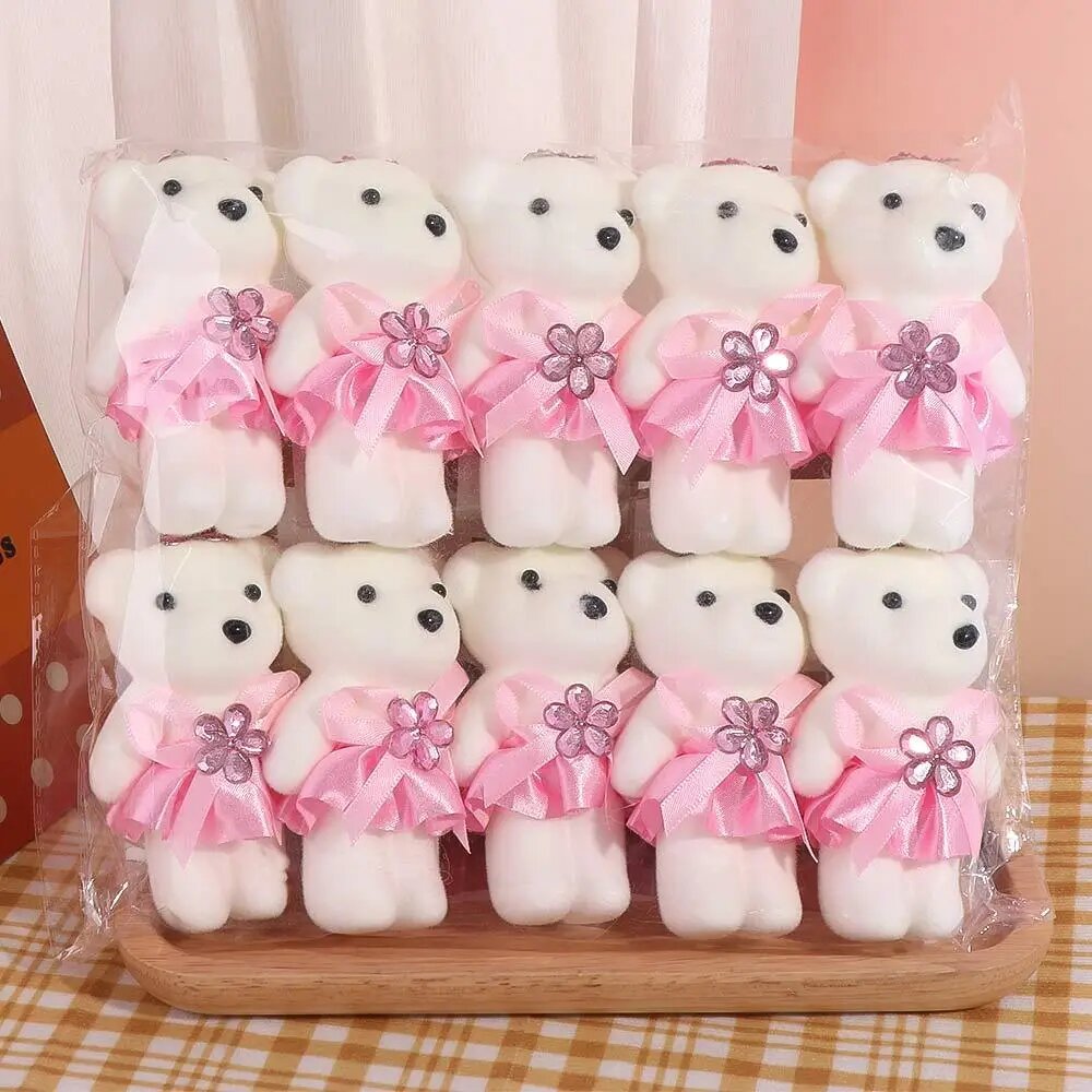 Мини-медведи из пенопласта для букетов, набор из 10 штук Розовый, Pink