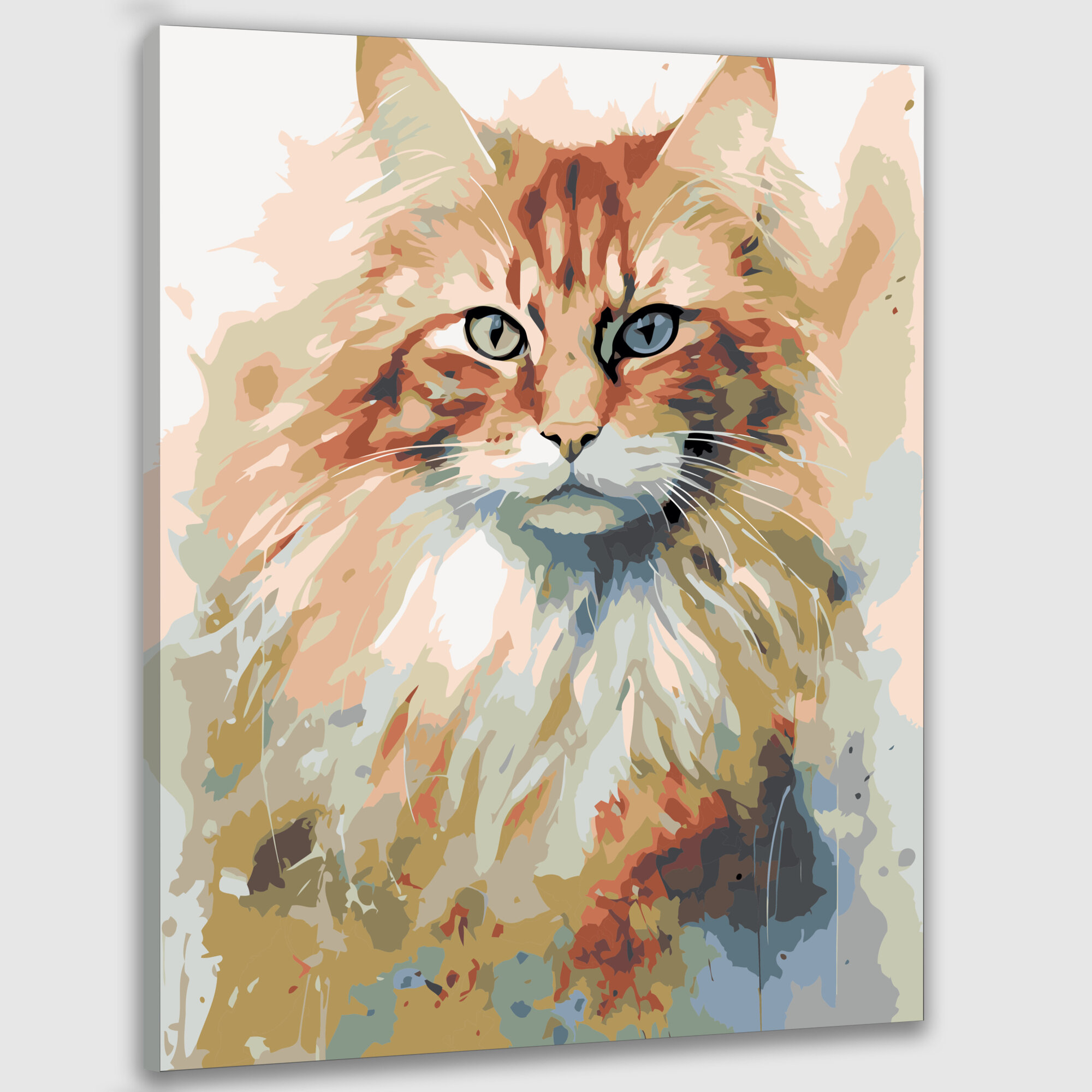 Картина по номерам 40x50 см, кошка, мейн-кун, акварель, очарование, размеры, мазки, цветовая палитра, спокойствие