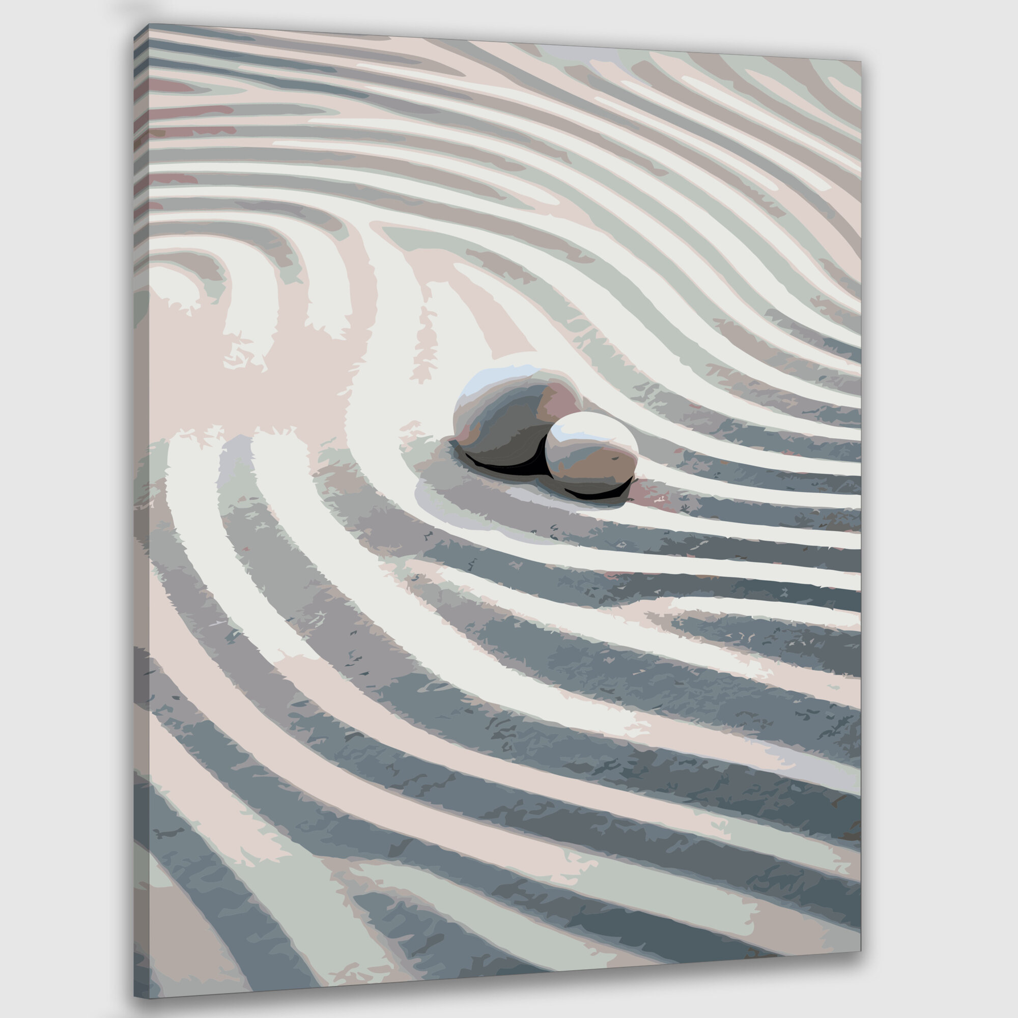 Картина по номерам 40x50 см, фотография, сад камней, стиль дзен, галька, грабли, простота, минимализм, спокойствие