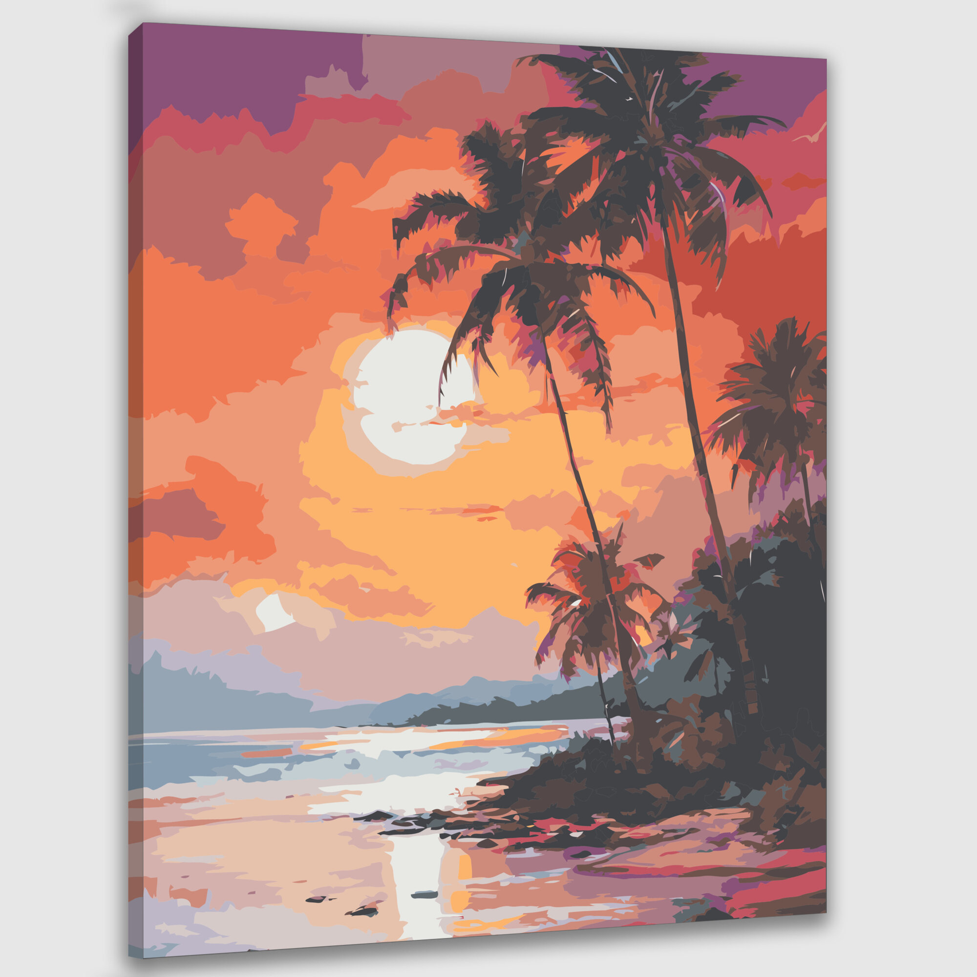 Картина по номерам 40x50 см, картина, искусство, смешанная техника, мечтательное произведение, пляжная сцена, пальмы