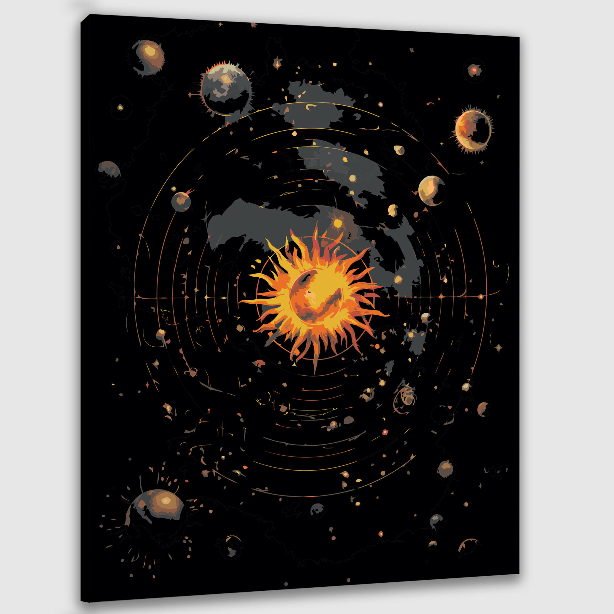 Картина по номерам 40x50 см, цифровая иллюстрация, небесная карта, сложные узоры, движение солнца