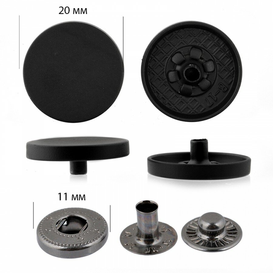 Кнопка установочная TBY. B-20.633 20мм цв. черный матовый уп. 50шт