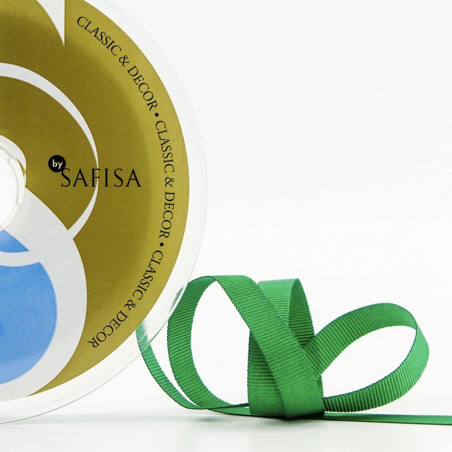Лента репсовая SAFISA, 10 мм, 25 м, цвет 25 зеленый