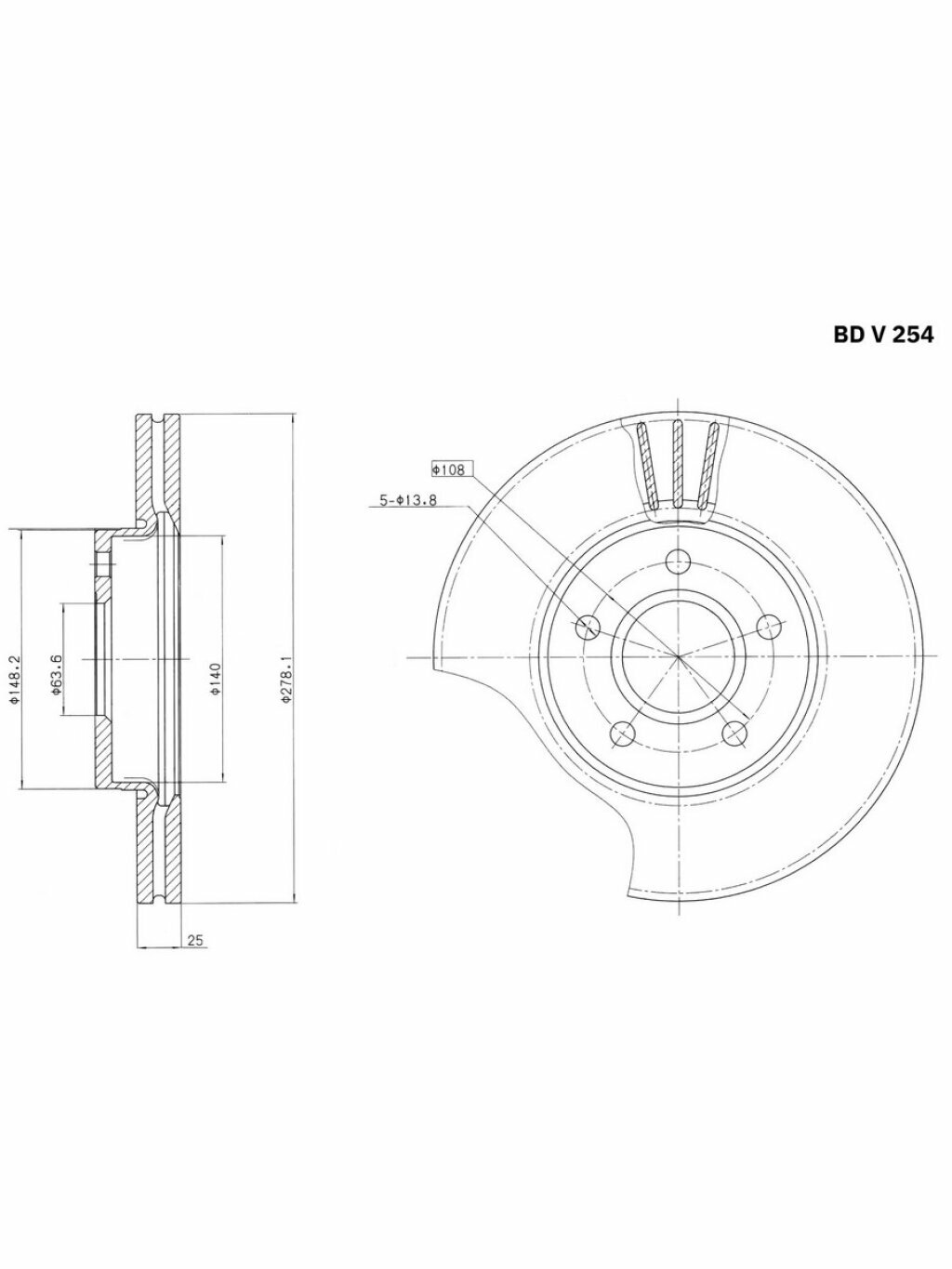 Диск тормозной вентилируемый (1шт.) BM BD V 254