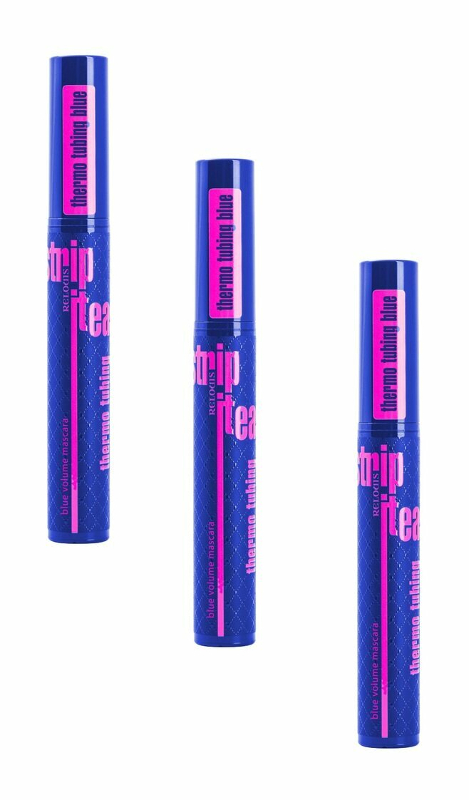Тушь для ресниц Relouis "Strip it Easy Thermo Tubing" синяя объёмная, 3 шт