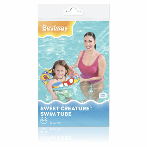 Надувной круг для плавания, диаметр 56 см, 3 - 6 лет, до 60 кг, ассорти, BESTWAY, 36013