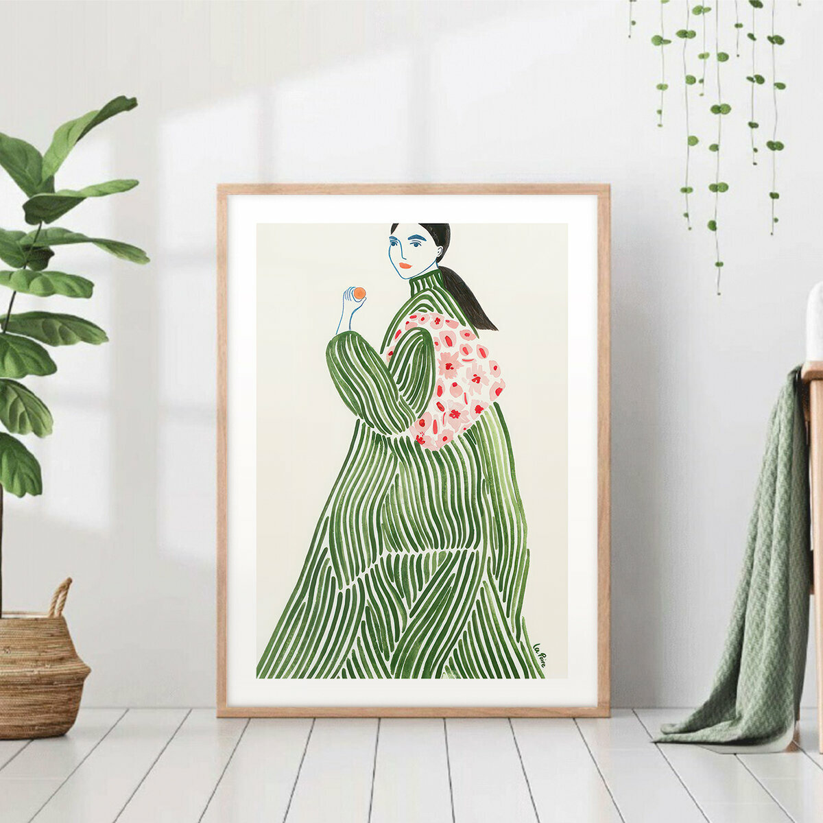 Постер "Девушка в зеленом платье" 50x70 без рамки на стену для интерьера