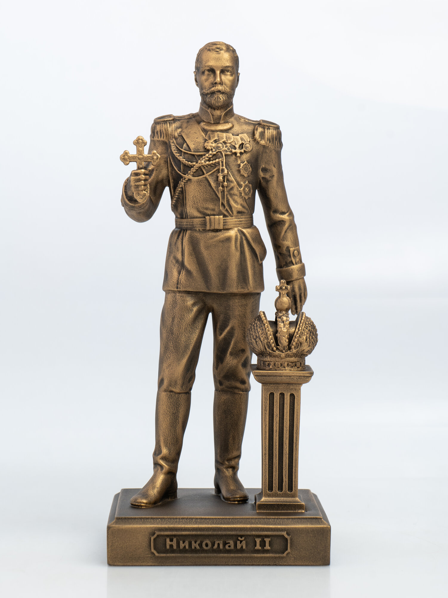 Статуэтка Николай 2 (25см) литьевой мрамор, цвет патина бронза