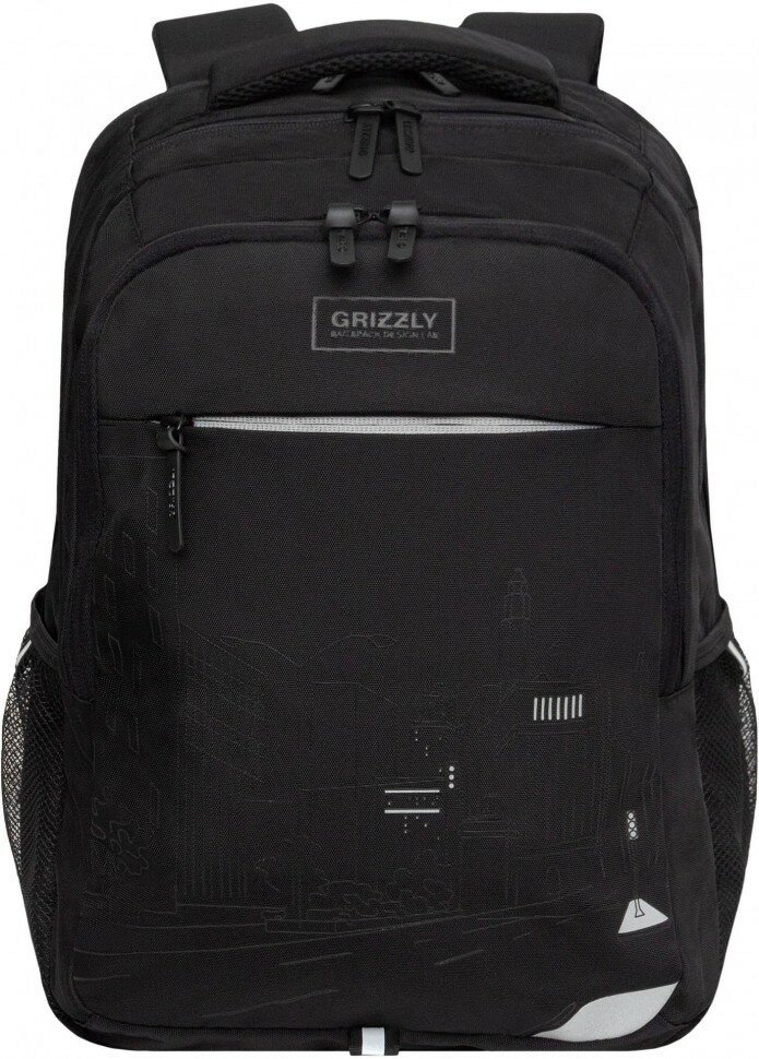 Рюкзак GRIZZLY RU-532-2/3 черный - светоотражающий
