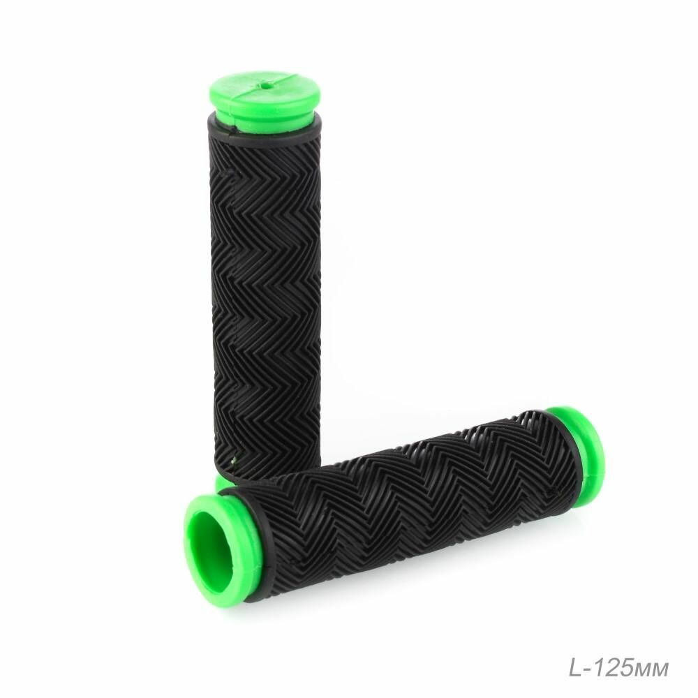 Грипсы 120 мм. "Ёлочка", Материал: PVC / 2 шт / Цвет черный-зеленый