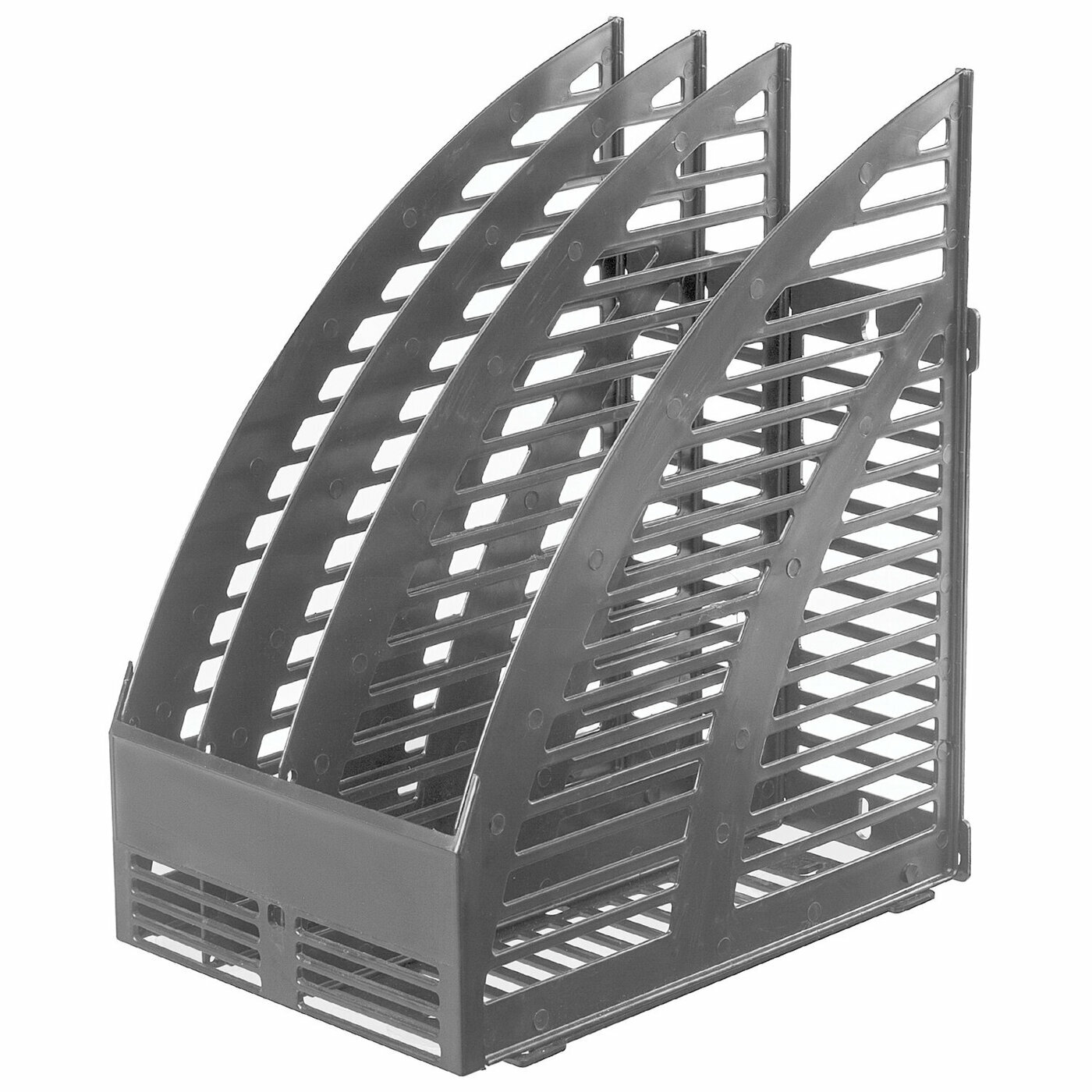 Лоток вертикальный для бумаг Staff 245х165х285 мм, 3 отделения, сетчатый, сборный, серый