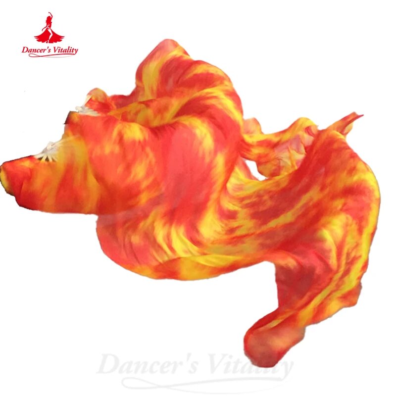 Шелковые веера для танца живота Dancer's Vitality, желто-золотые, S
