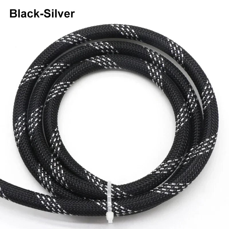Изолированная оплетка для проводов Black Silver, 6 мм, 30 м