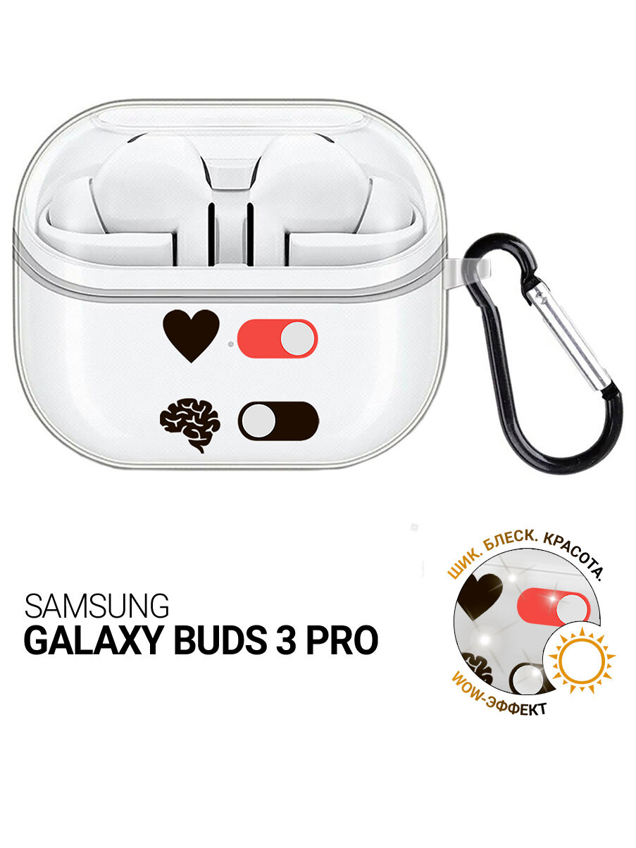 Чехол на Samsung Galaxy Buds 3 pro с принтом "Brain Off" прозрачный