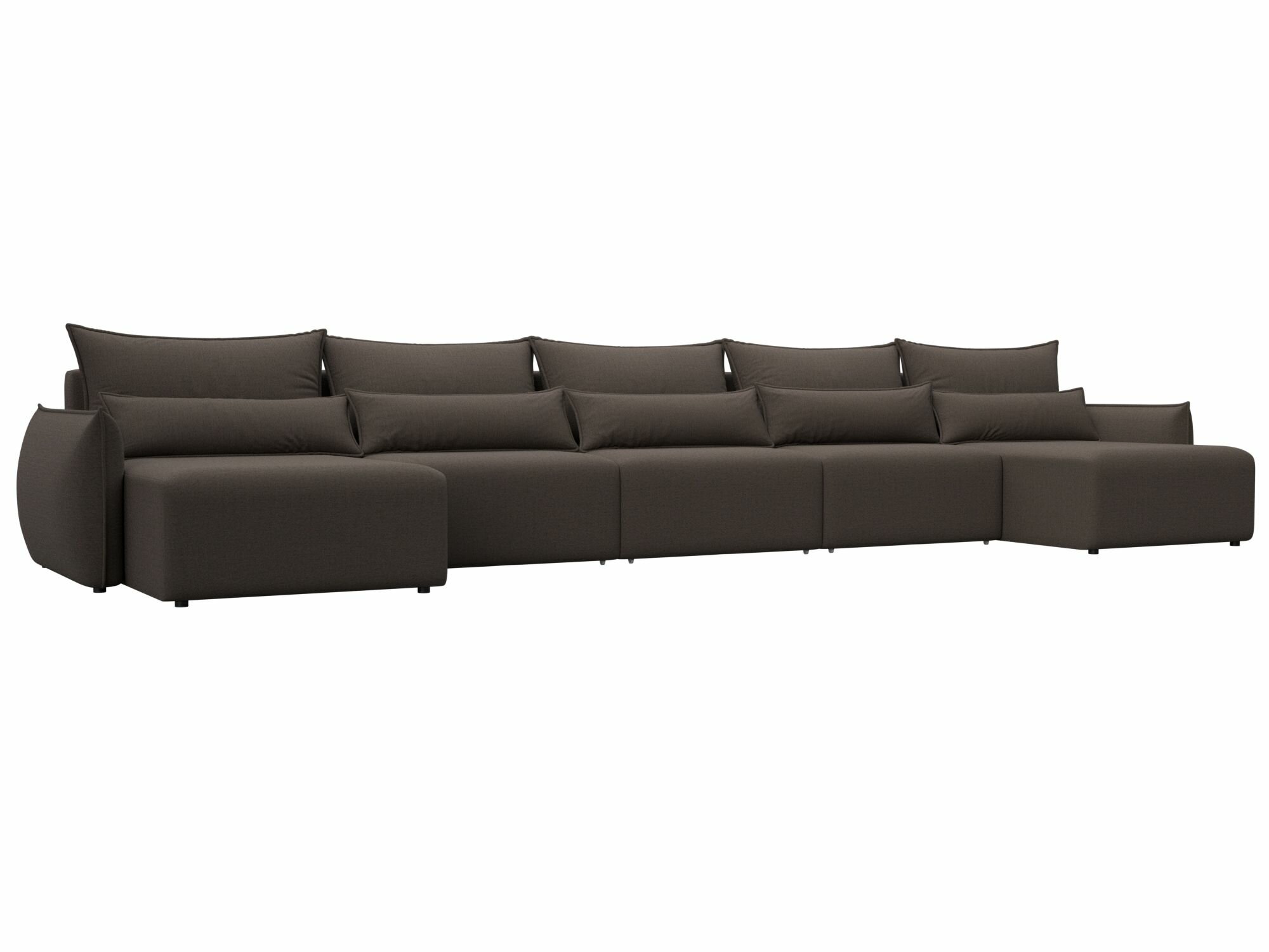 Диван п-образный Luna НПБ МегаЛонг, рогожка, 518x160x96, коричневый