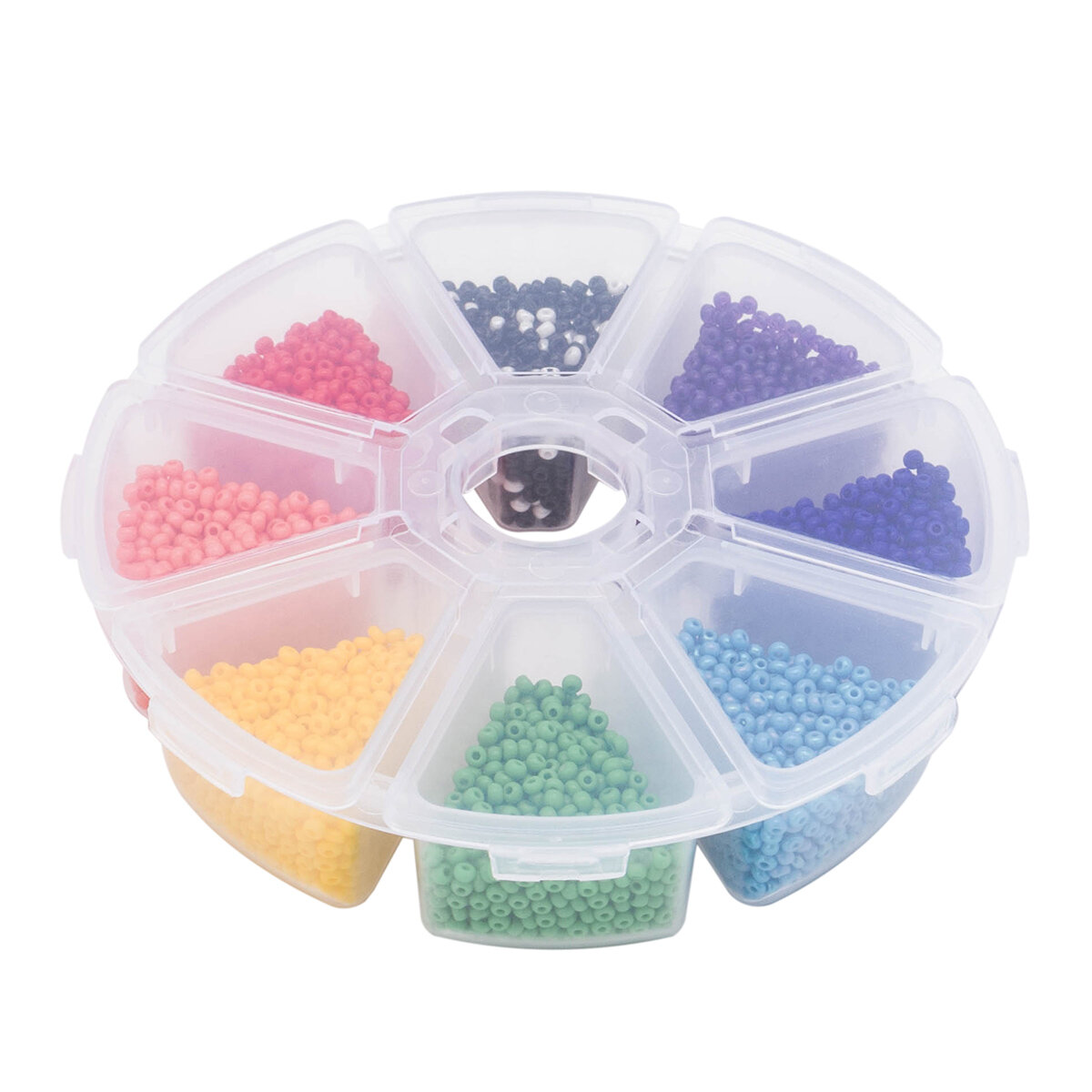 Бисер набор из 7 цветов по 10 г и 2 цветов по 5 г, чешский Preciosa, стеклянный, № 10/0 (2,3 мм), с контейнером