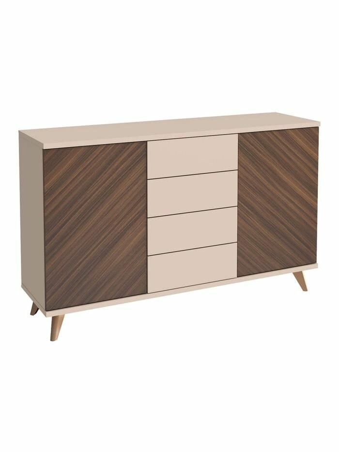 Комод для одежды и хранения вещей Гармония с ящиками, с полками, 136.4х38.5х83.8 см, Бежевый / Древесный
