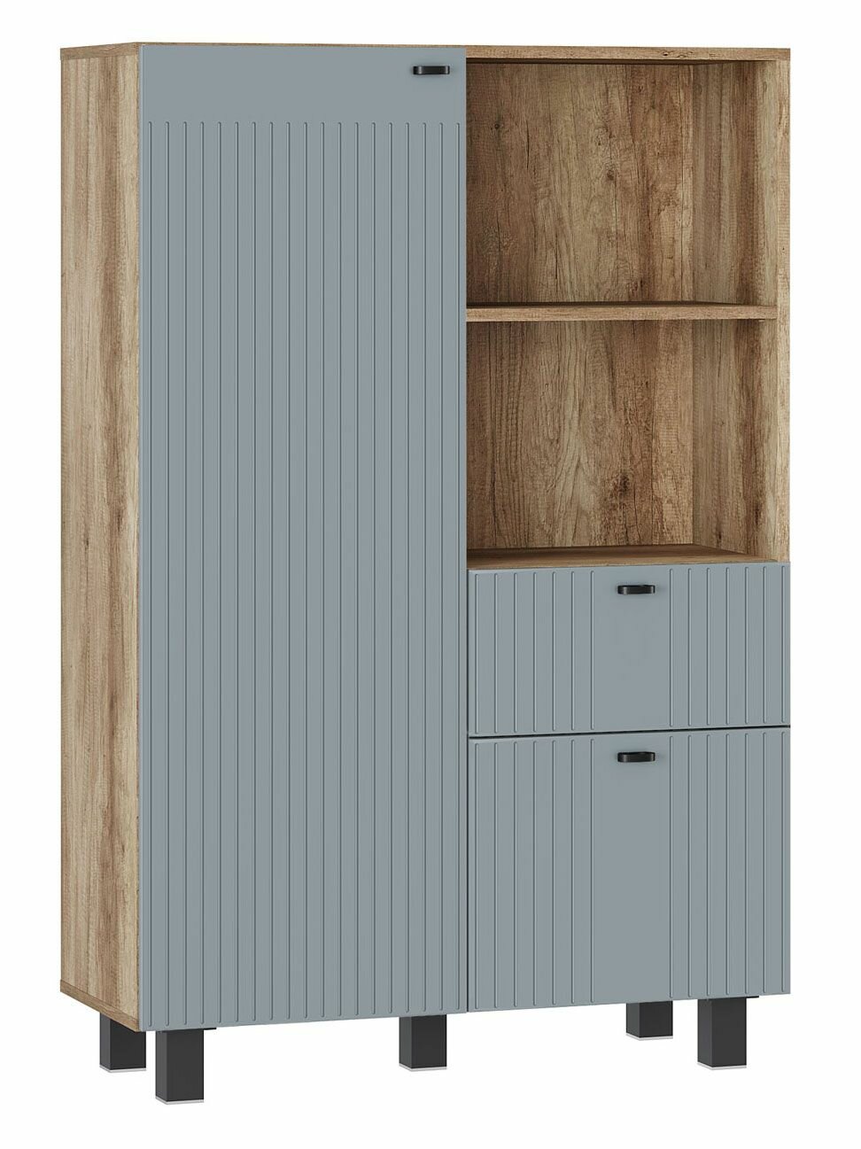 Комод для одежды и хранения вещей Олива с полками, с ящиком, 90.2х37.4х135.8 см, Дуб Каньон / Шарли бриз