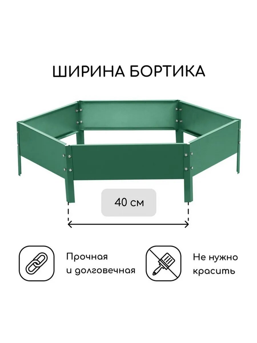 Зеленая оцинкованная клумба для цветников