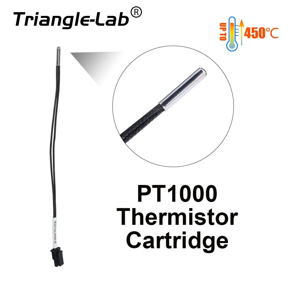 Термисторный картридж Trianglelab PT1000 для 3D-принтеров Volcano/V6, нагревательный блок, до 450°C, для печати PEEK/PEI/PT100