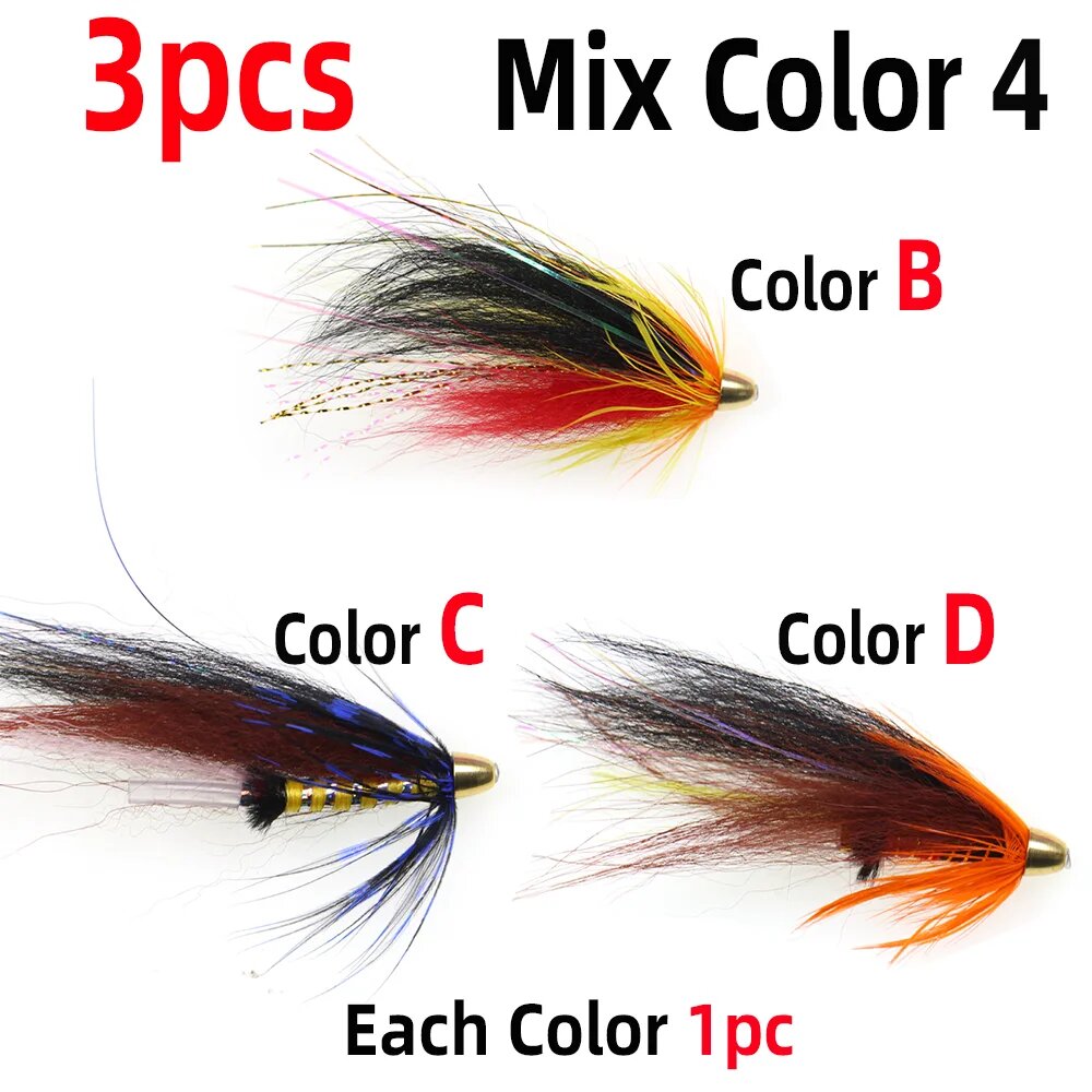 Мушки для рыбалки 3шт, Mix Color 4, форель, лосось
