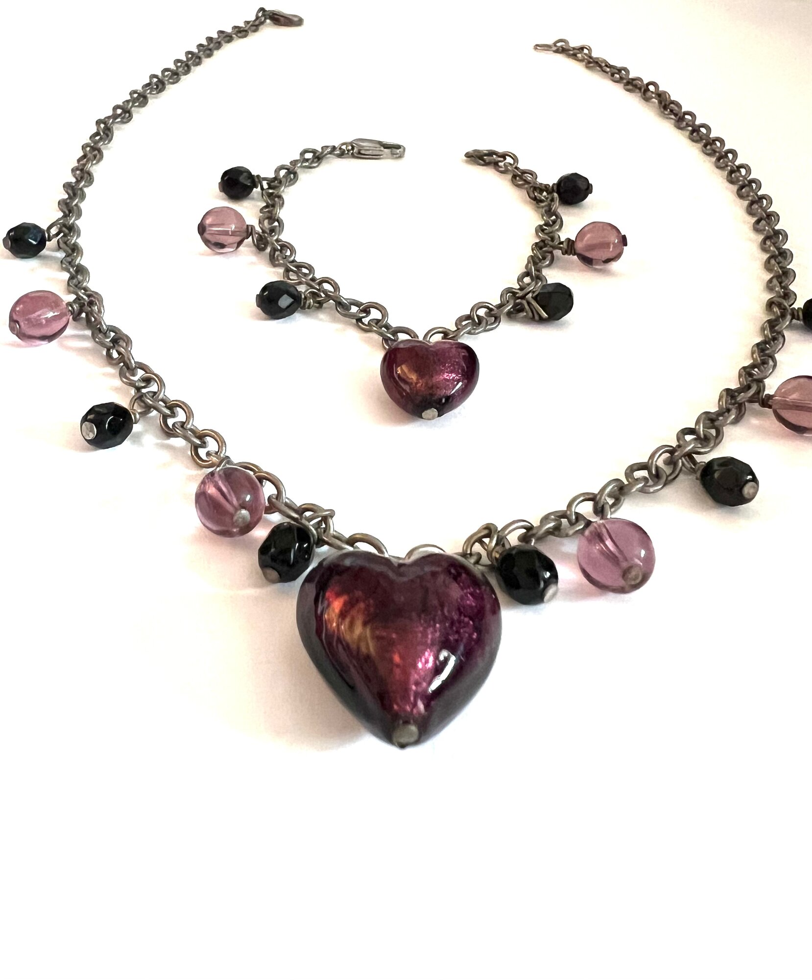 Комплект бижутерии: колье, серьги, пурпурит