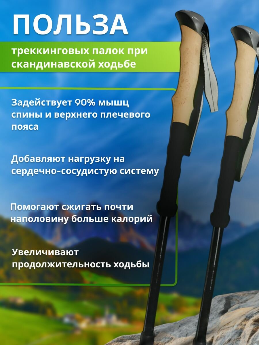 Палки для скандинавкой ходьбы, телескопические, алюминиевые, складные, 13-20 см