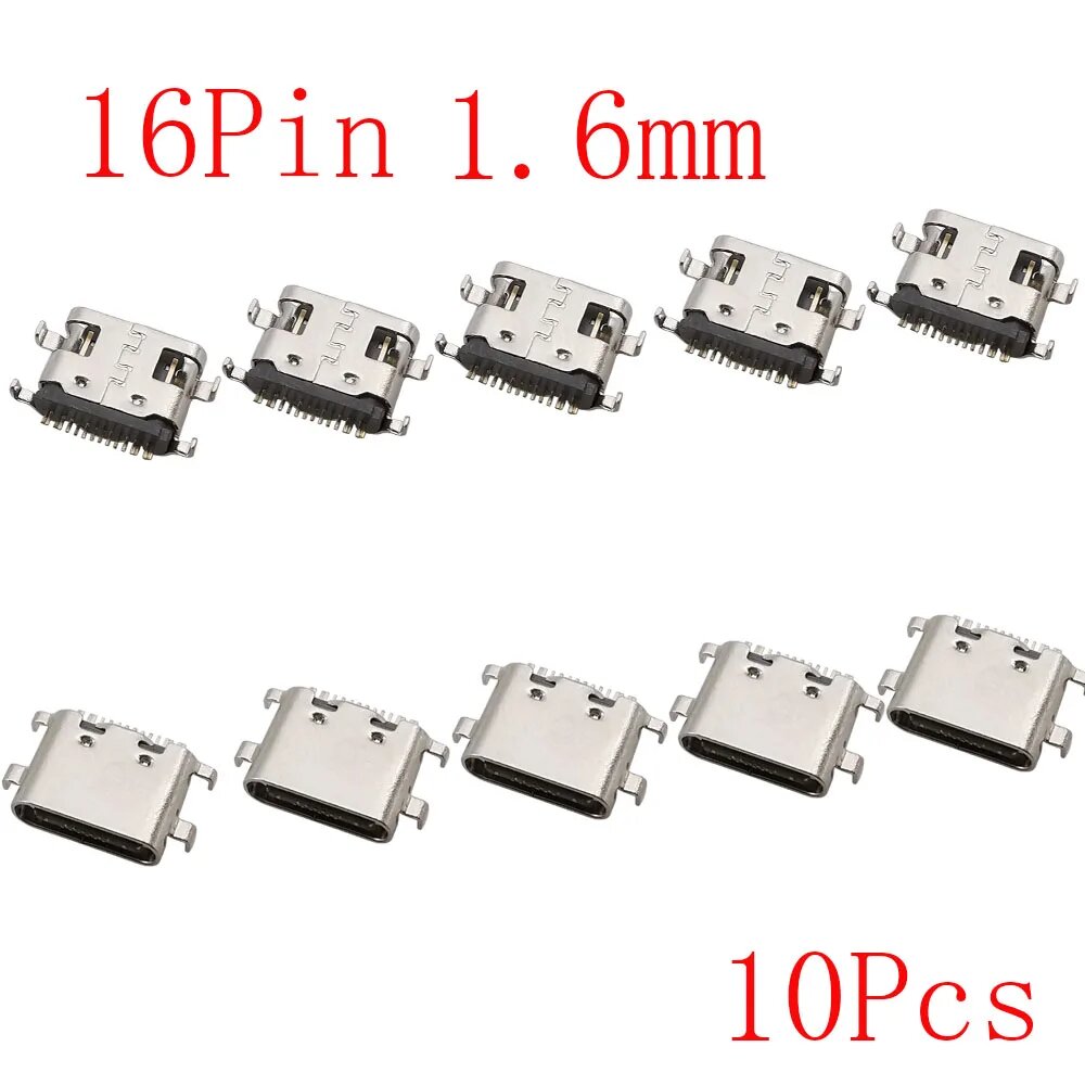 USB-разъем Type-C женский 2/6/16/24 контакта L 16Pin 1.6mm