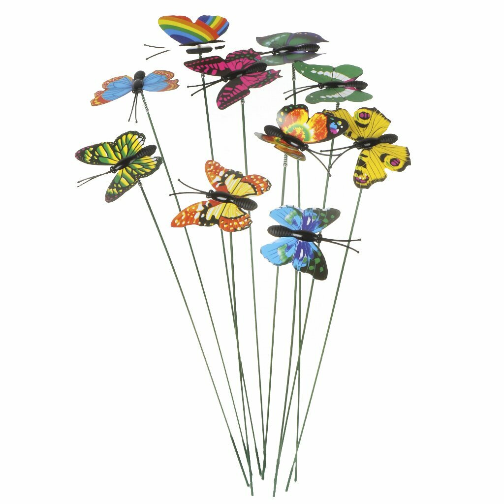 Штекер садовый КНР Бабочки, 4 см, набор 10 шт, пластик