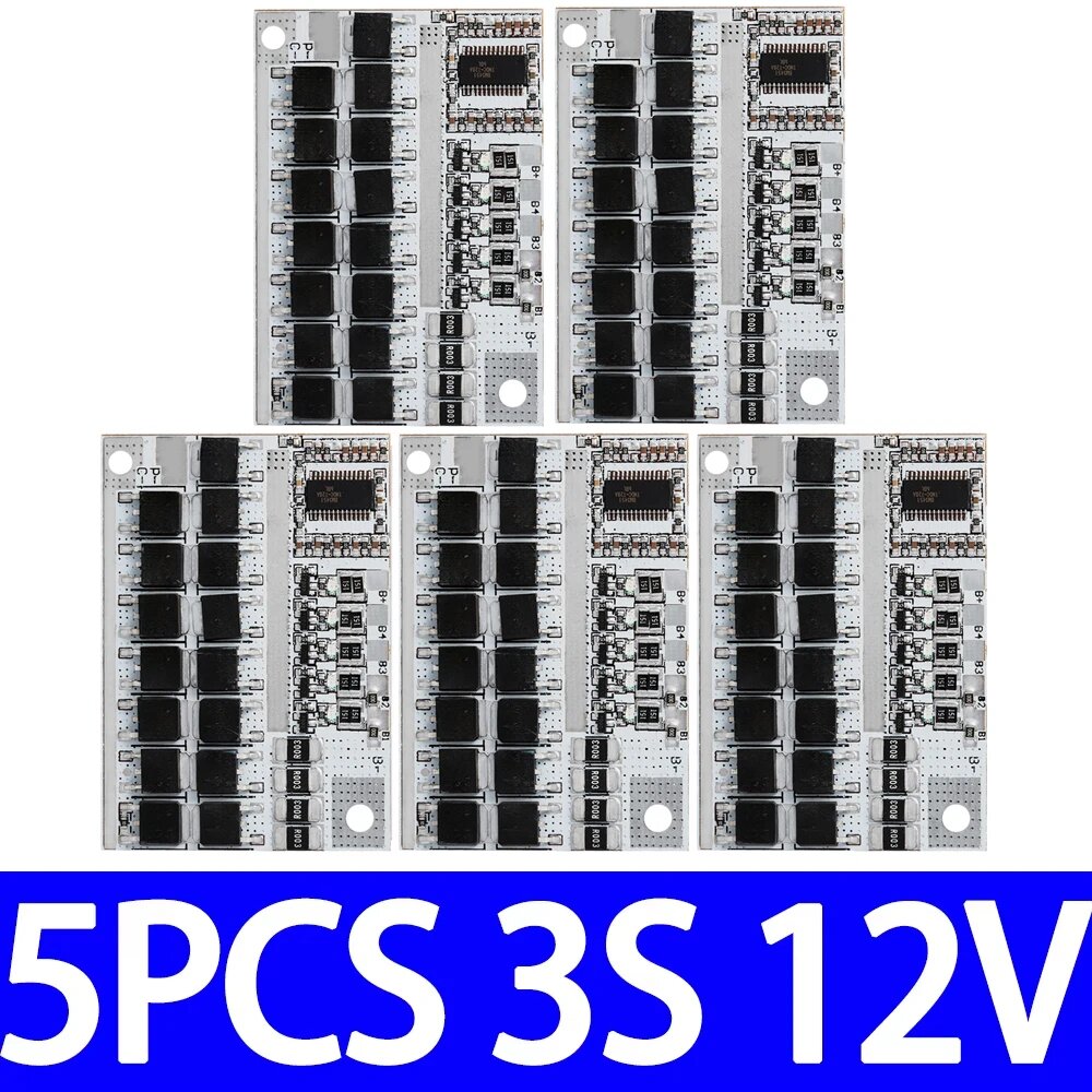 Батарейная плата BMS для литий-ионных аккумуляторов Baishundianzi 3s/4s/5s 5pcs 3S 12V 100A