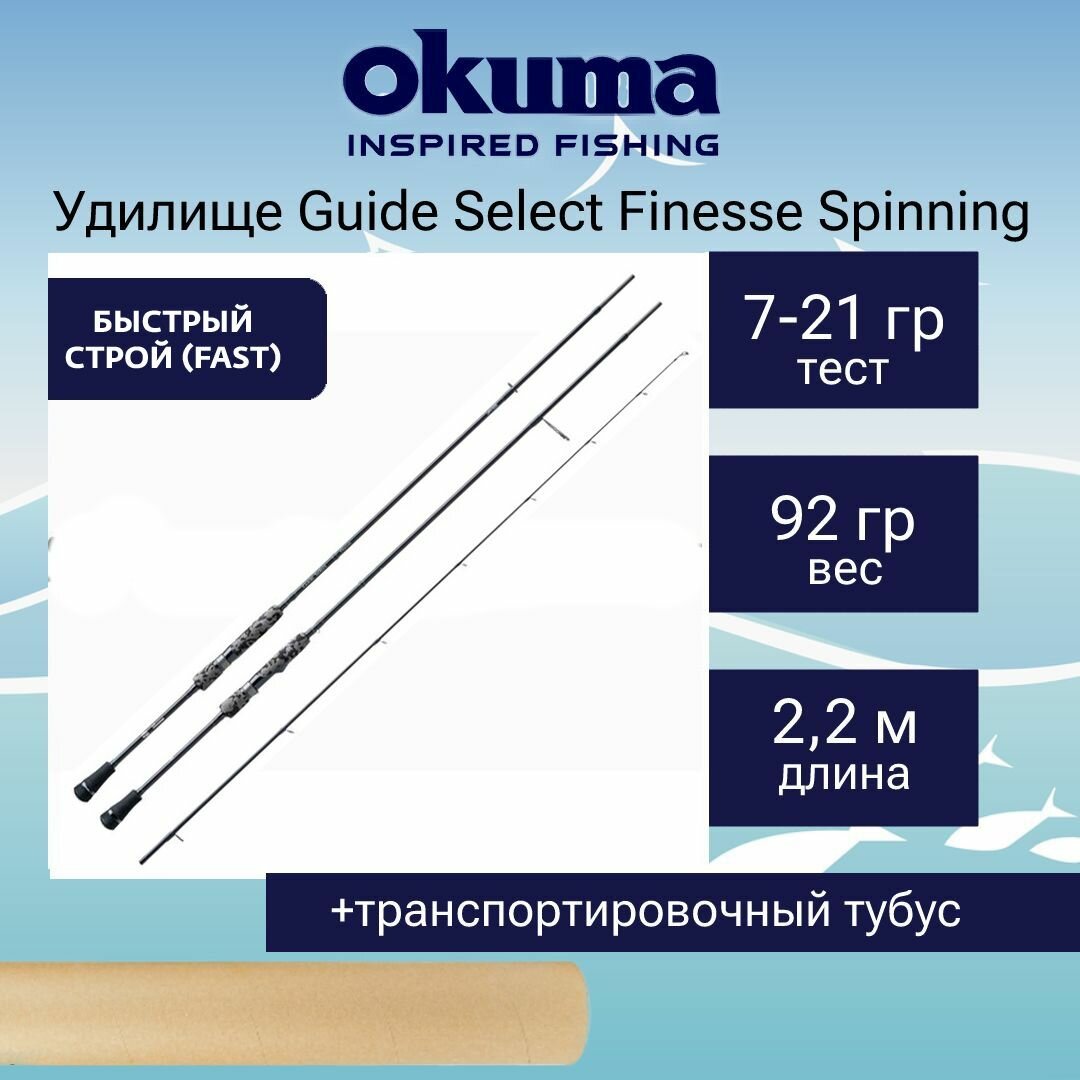 Спиннинг Okuma Guide Select Finesse Spinning 7'3" 220cm ML 7-21g 2pcs