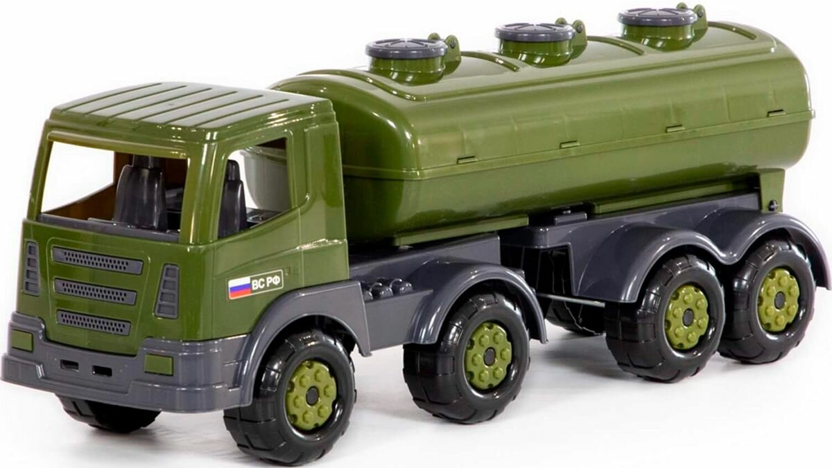Пластиковая модель "Автомобиль Престиж с полуприцепом-цистерной военный" для детей, игрушечный транспорт, машинка детская, сюжетно-ролевая игрушка для игр в песочнице и дома