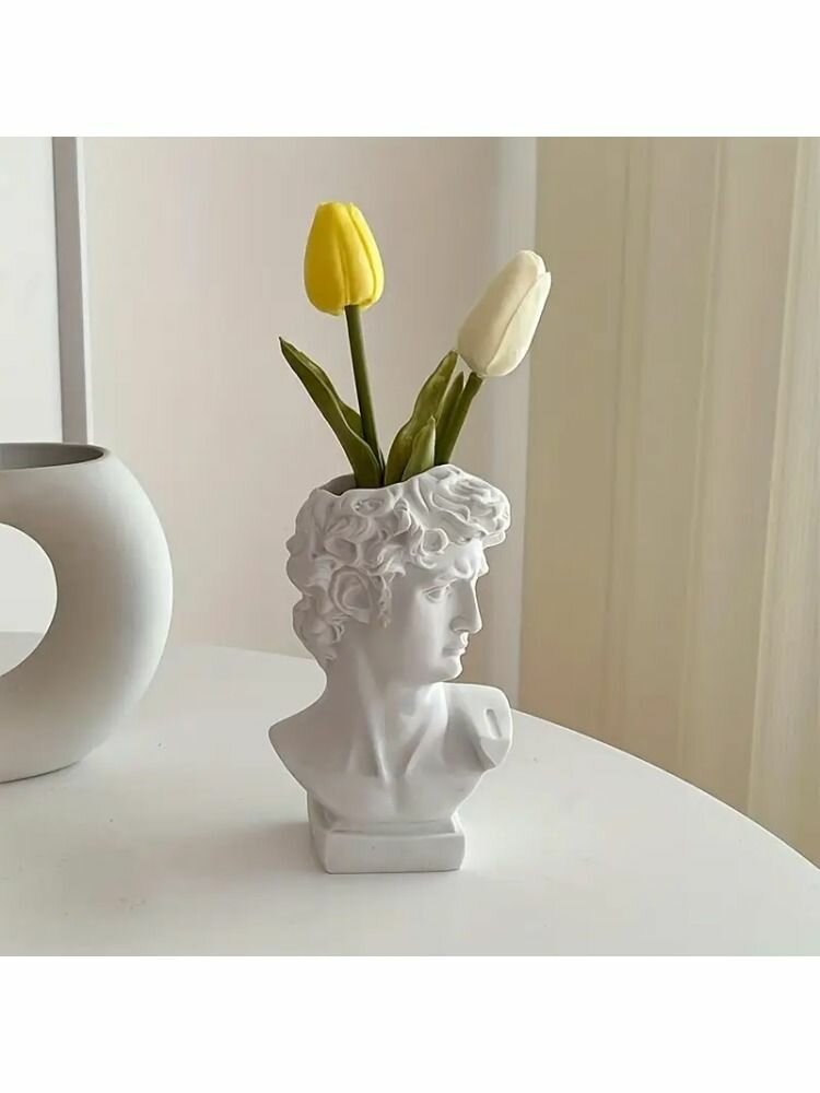 Классическая греческая скульптура Бюст Давида Ваза из смолы для украшения дома и сада
