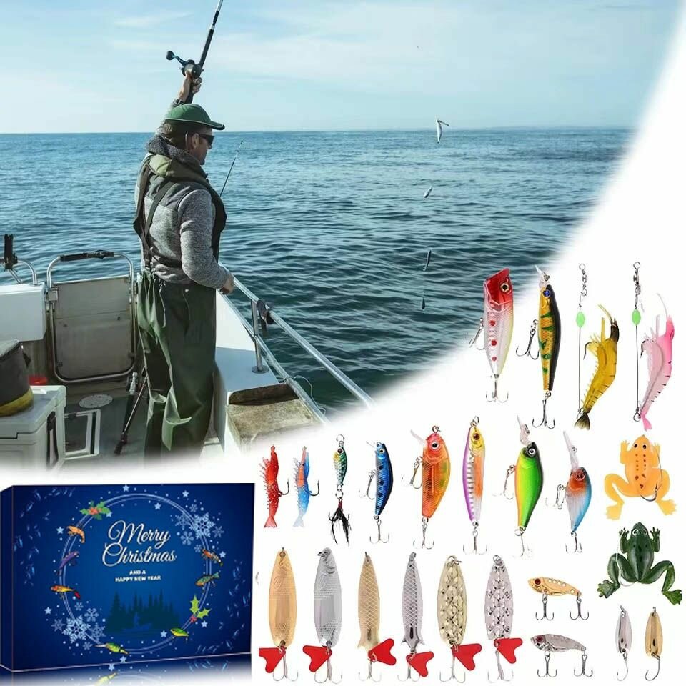 Рождественский Адвент-календарь на 2025 год, Набор рыболовных приманок, Рыбалка 24шт