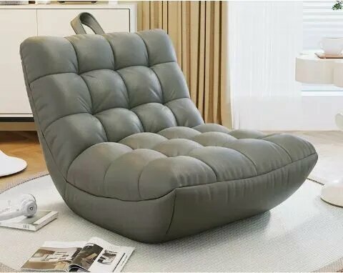 KNOW EASY-Кресло-мешок Диван, Мех искусственный, Размер S, темно-серый, белый