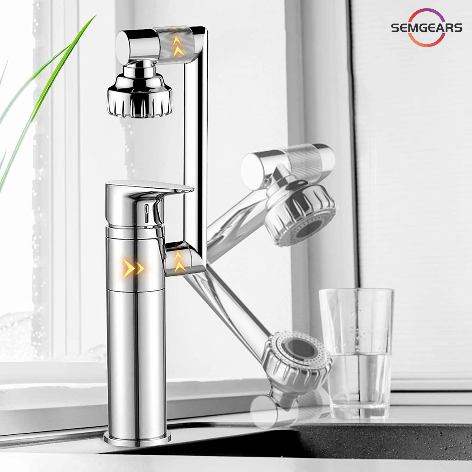 SEMgears Смеситель для кухни с гибким изливом раковины умывальника кран для ванной мойки поворотный с вращением на 360 градусов и аэратор