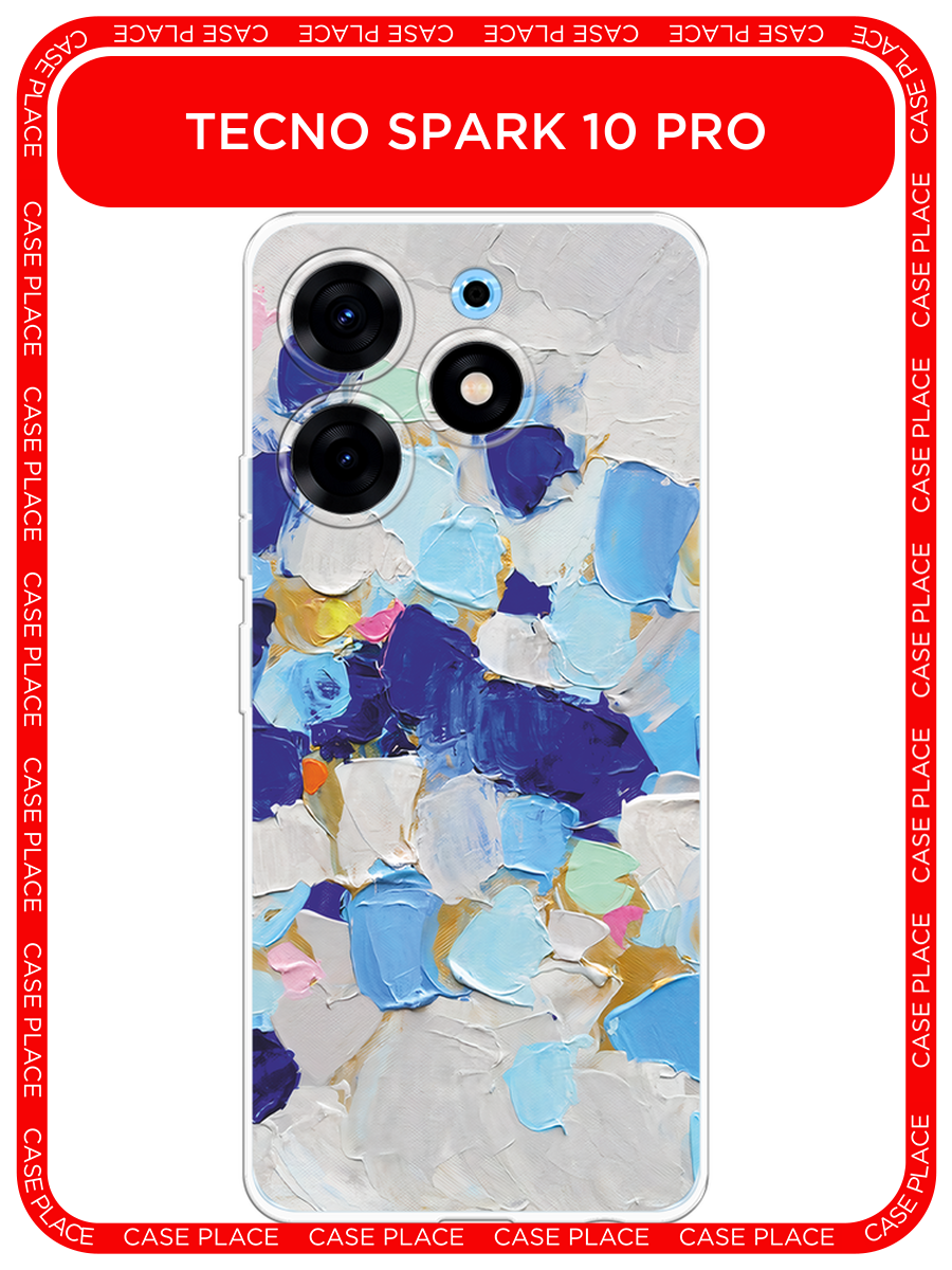 Чехол на Tecno Spark 10 Pro / Техно Спарк 10 Про с принтом Холст сине-белый