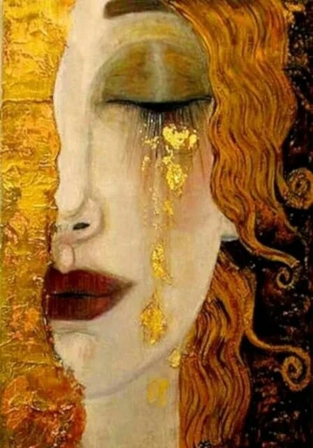 Алмазная картина "Густав Климт Поцелуй слёз Фрейи" алмазная огранка 40х50 см,40X50CM, серый металлик