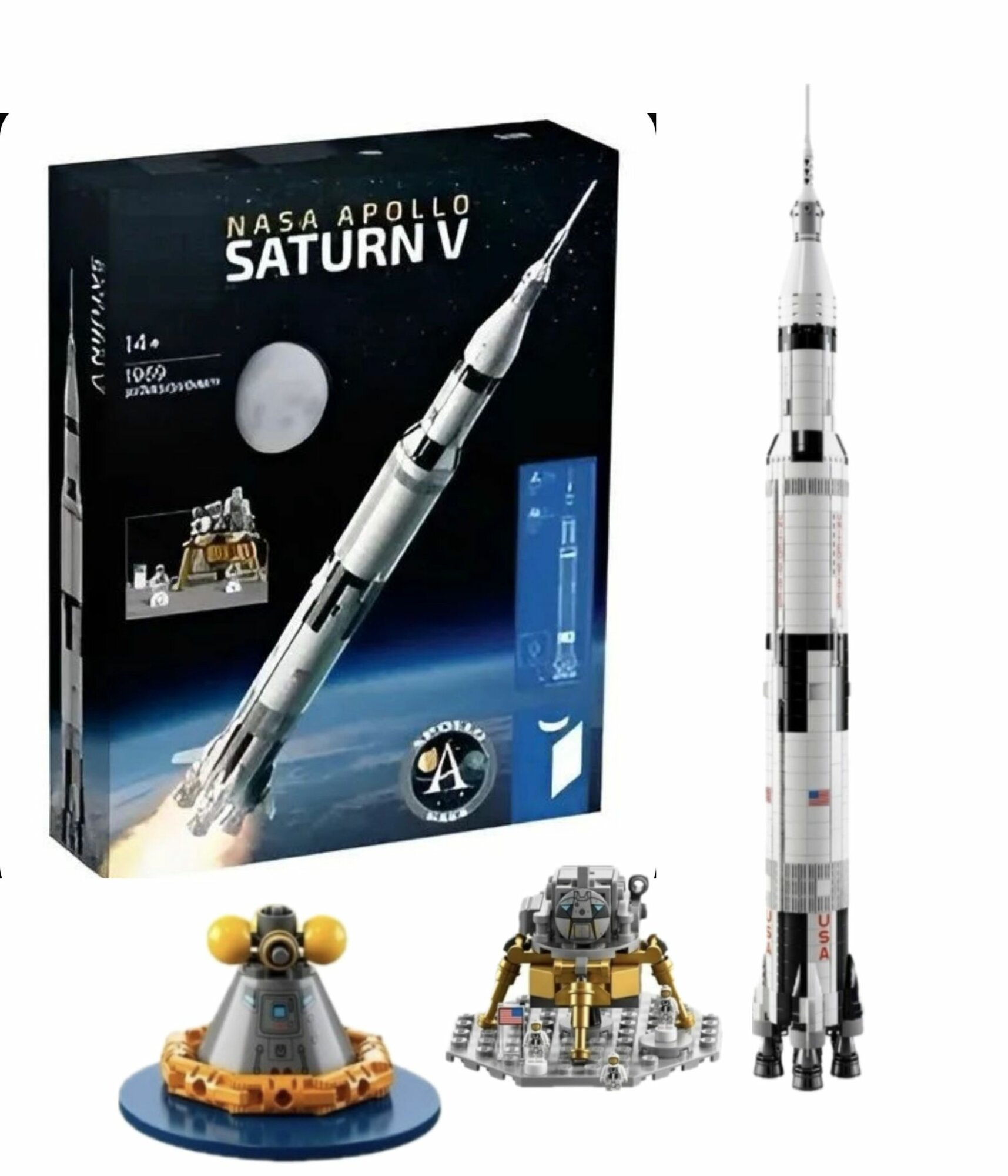 Конструктор ракета Сатурн 5 Аполлон 1969 дет, длина 1 метр, космическая система наса
