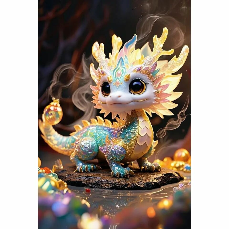 Алмазная картина "дракон" алмазная огранка 40х50 см.