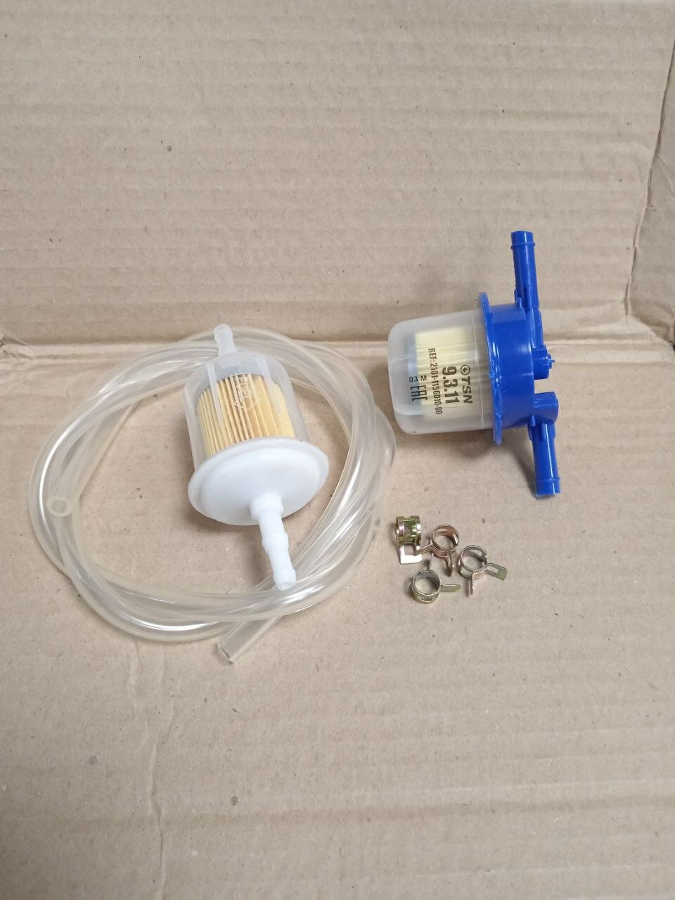 Шланг топливный с прямоточным фильтром и фильтром отстойником и хомутами